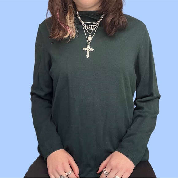 Chico's | Sweaters | Vintage Y2k Forest Green Dark Green Turtleneck ...